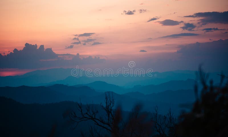 Sunset-Mountain in the Evening Mountains and Evening Nature Stock Image ...