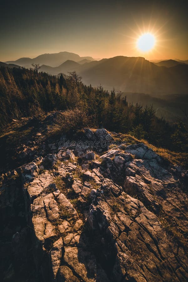 Sunset Mountain Landscape in the Austrian Alps in Summer Stock Image ...