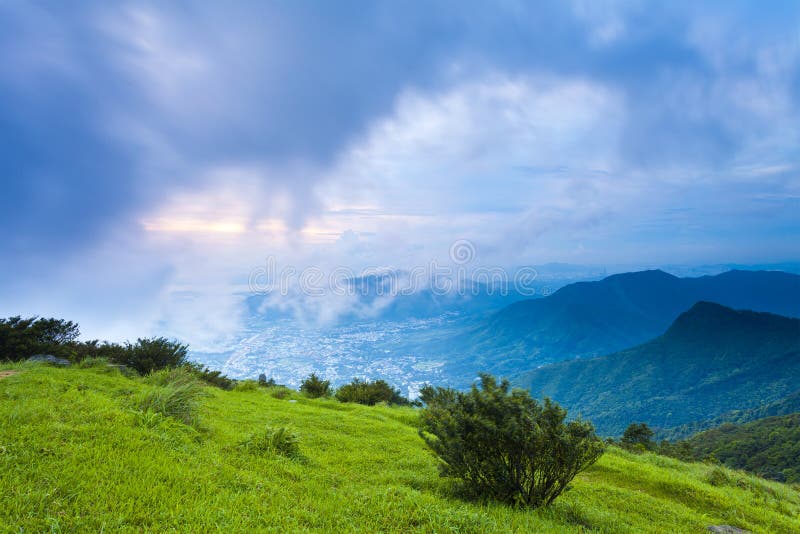 Sunset at Mountain Landscape in Hong Kong Stock Image - Image of nature ...