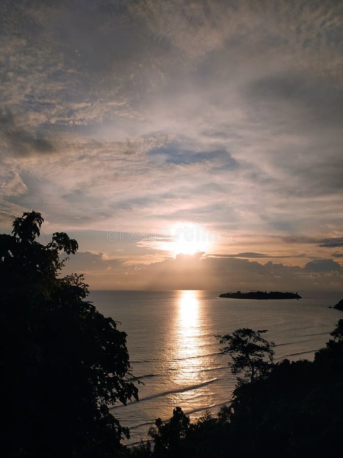 Sunset in Mountain Padang in Sumatera Barat Stock Image - Image of tree ...