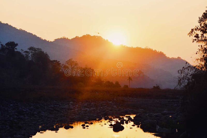 Simple Mountain Sunset stock photo. Image of blue, landscape - 654726