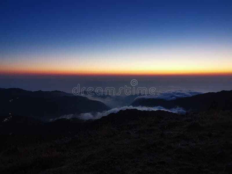 Sunset from the Mountain Top Stock Image - Image of mountain, blue ...