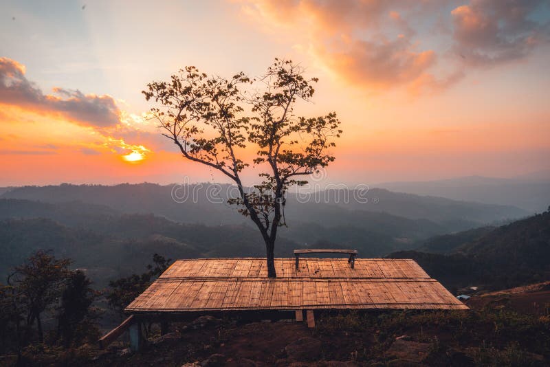 Sunset at Mountain View Point Stock Photo - Image of travel, cloud ...