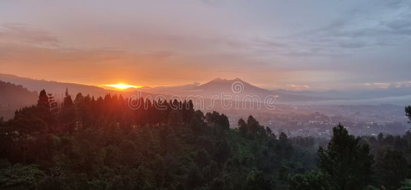 Sunset Mountain View Puncak, Bogor Stock Image - Image of mountain ...