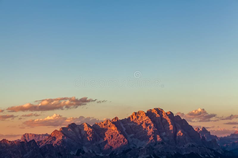 Sunset in the Mountains of Italy - the Dolomites. Stock Image - Image ...