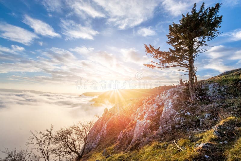 Sunset in the Mountains, Lower Austria Stock Image - Image of europe ...