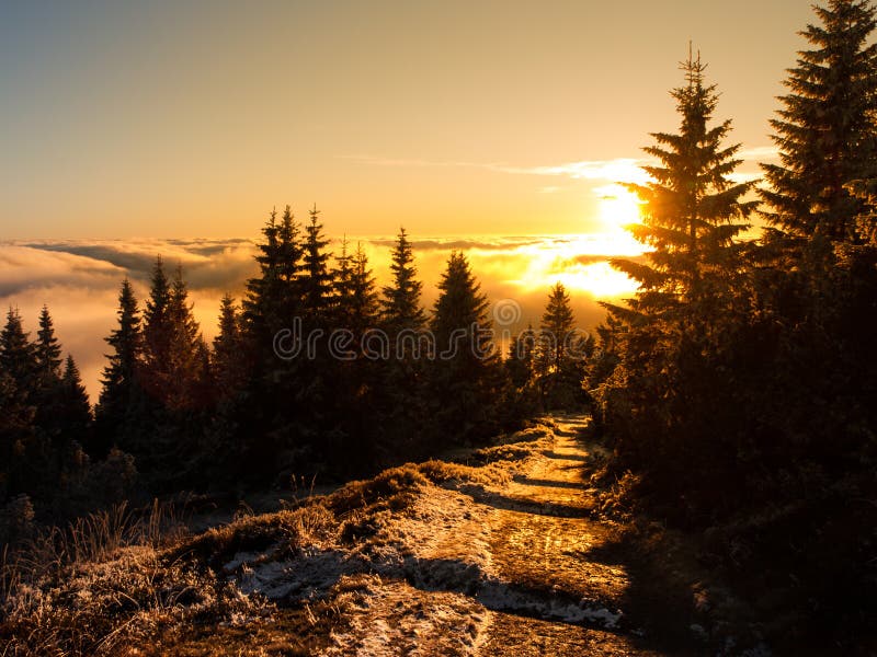 Sunset in the mountains stock photo. Image of freeze - 67906672