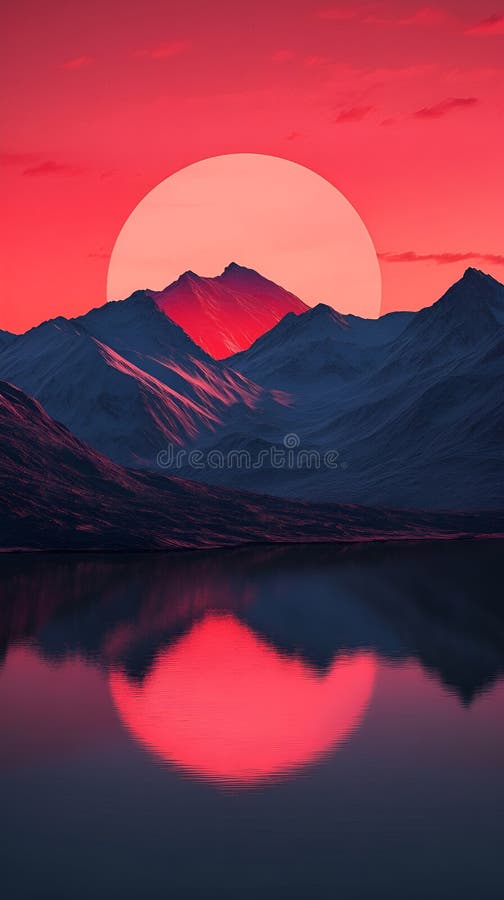 Sunset in Mountains Pattern Stock Photo - Image of horizon, lake: 370143708