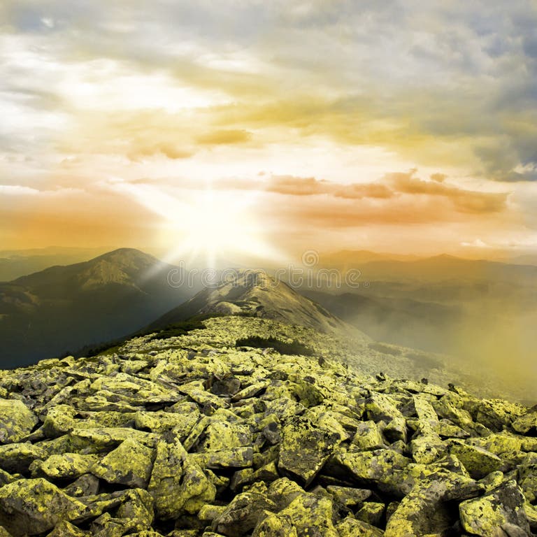 Sunset in the Mountains. Square Orientation Stock Photo - Image of ...