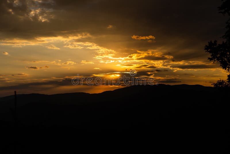 Sunset in Mountains, Summer Landscape Stock Photo - Image of ...