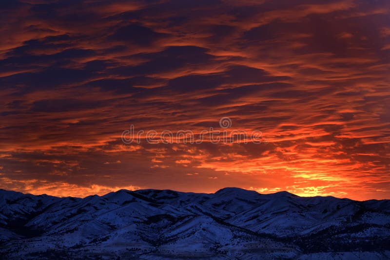 Sunset with Mountains in Wilderness Sky Clouds Stock Image - Image of ...