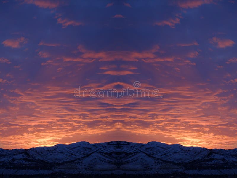 Sunset with Mountains in Wilderness Sky Clouds Stock Photo - Image of ...