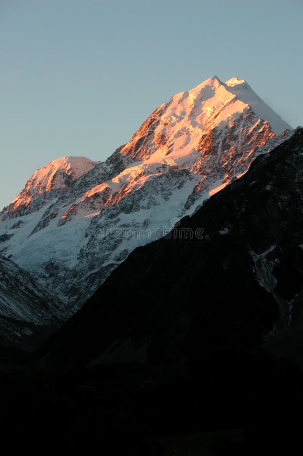 Sunset on Mt Cook stock photo. Image of climate, evening - 1403884