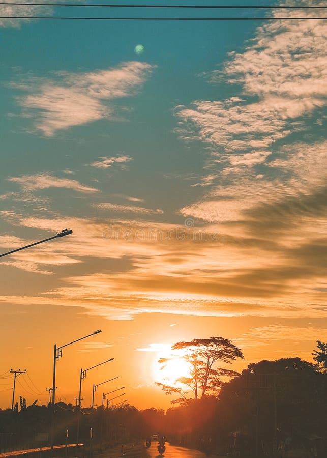 Sunset from Muara Badak Beautiful Sky Stock Image - Image of lighting ...