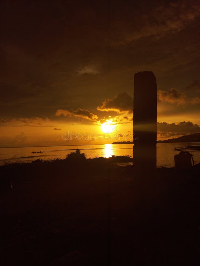 Sunset in My Contry on the Beach with Sky Brown Stock Photo - Image of ...