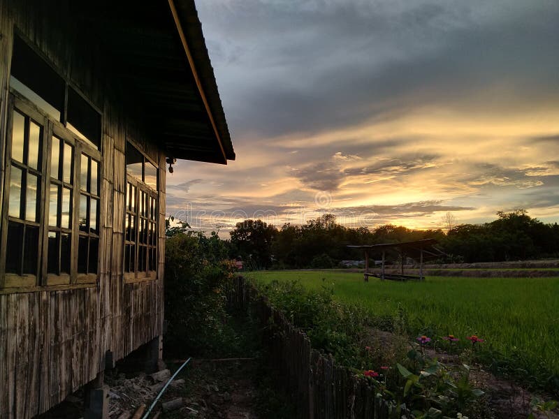 Sunset at my home stock photo. Image of house, reflection - 192247306