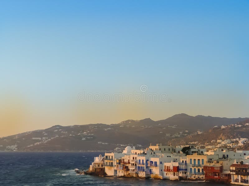 The Sunset in Mykonos Cyclades Island in Greece Editorial Photography ...