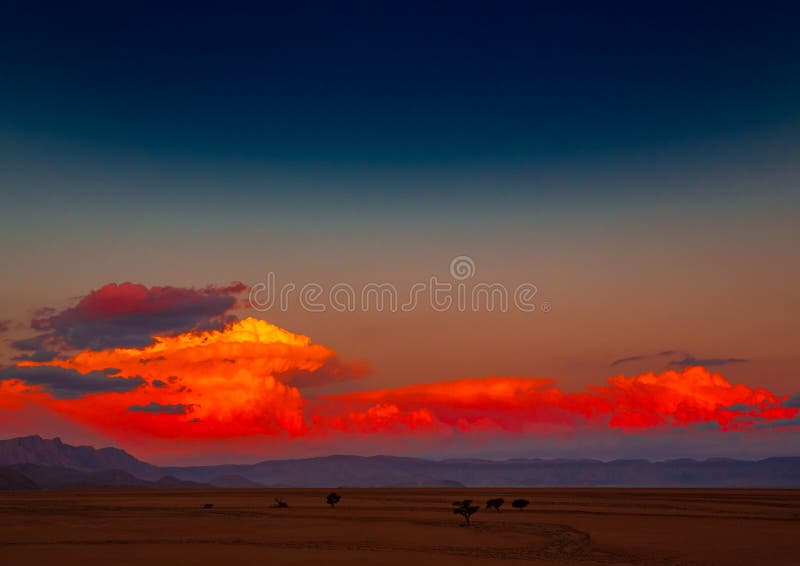 Sunset at the Namib Desert in Namibia Stock Image - Image of silhouette ...