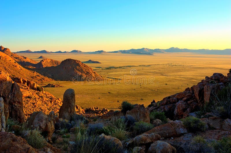 Sunset in the Namibian Desert Stock Photo - Image of environment, hills ...