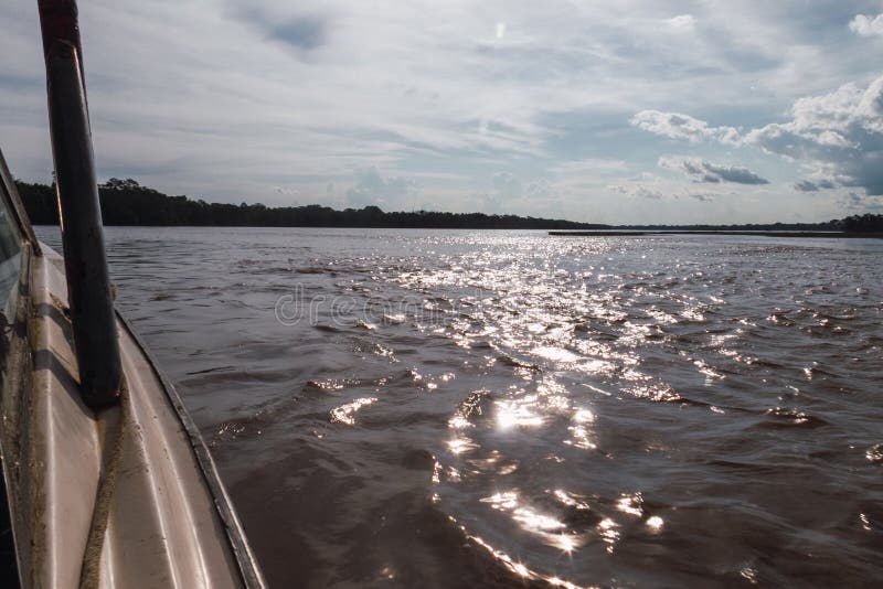 Sunset on the Napo River in the Amazon, Stunning Colors Stock Image ...