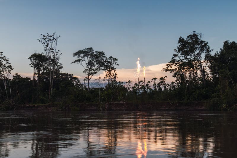 Sunset on the Napo River in the Amazon, Stunning Colors Stock Image ...
