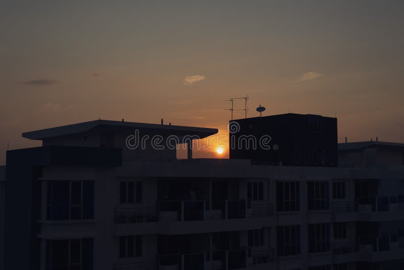 Sunset Near the Modern Apartment Building in Malaysia Stock Image ...