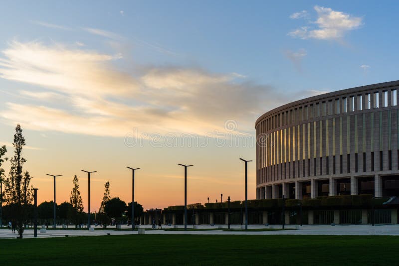 Sunset Near the Modern Stadium Editorial Image - Image of cityscape ...