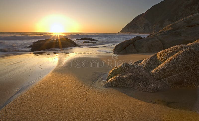 Sunset Near Pacifica, California Stock Image - Image of flare, ocean ...
