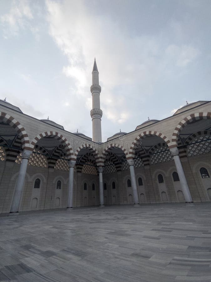 Sunset in New Camlica Mosque Stock Image - Image of architecture ...