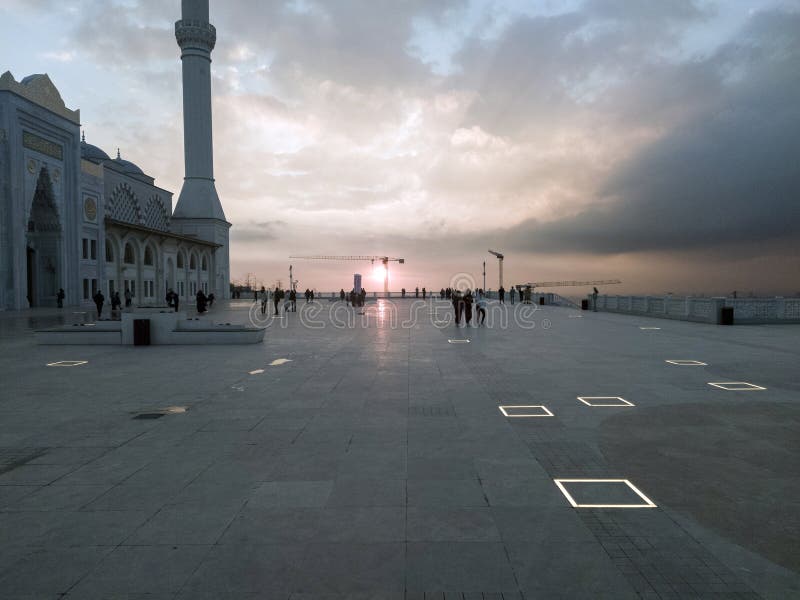 Sunset in New Camlica Mosque Stock Photo - Image of giant, mosque ...