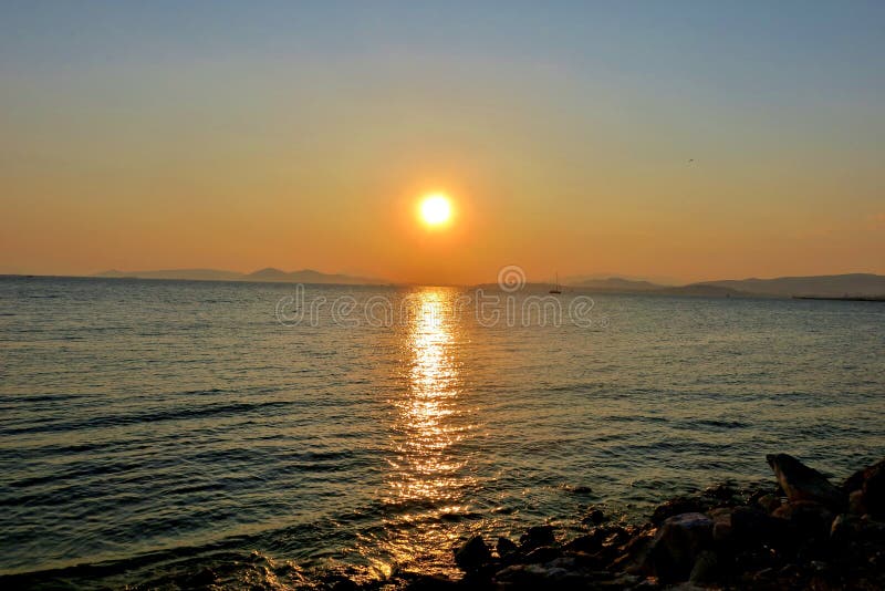 Sunset with Nice Colors on a Beach Stock Image - Image of beach, water ...