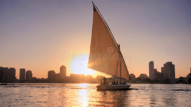 Sunset on the Nile, Felucca Ride Stock Image - Image of sail, wind ...