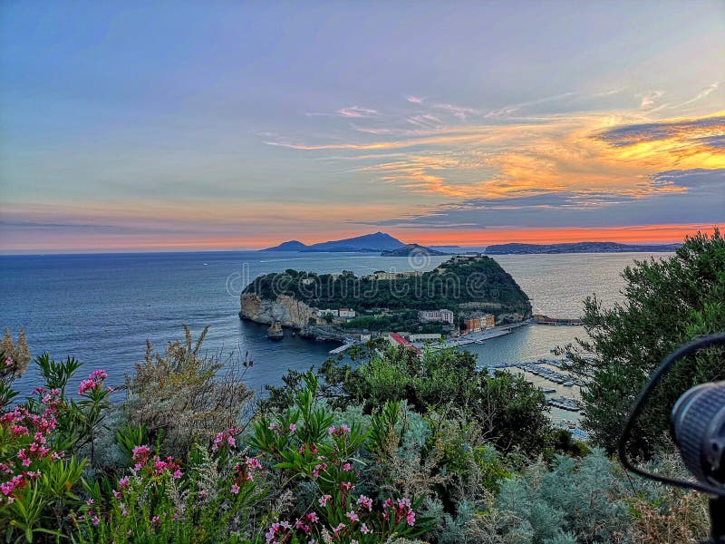 Sunset nisida stock image. Image of island, sunset, nisida - 126153387