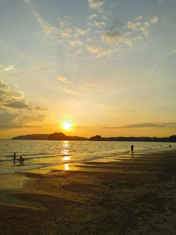 Sunset at Nopparat Thara Beach Krabi Stock Photo - Image of sunset ...