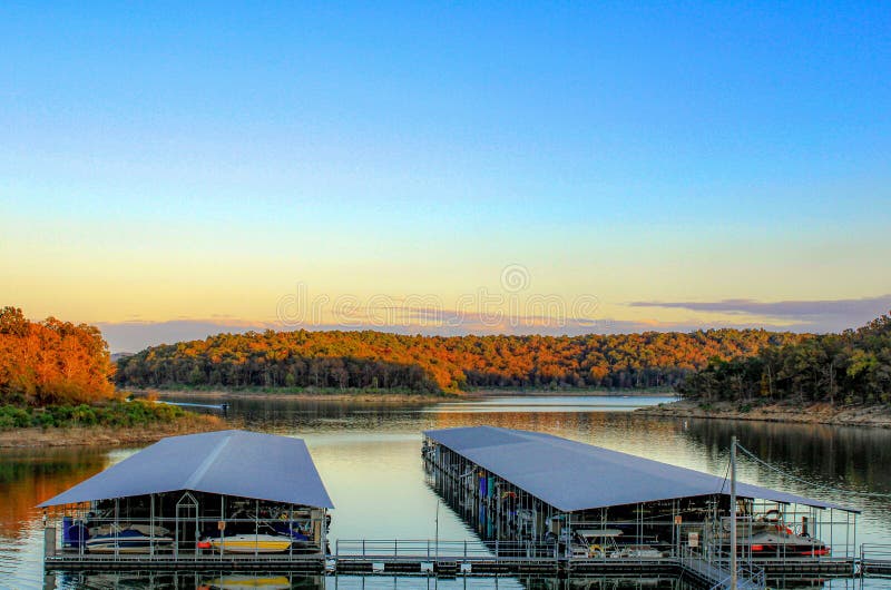 Sunset on Norfork Lake stock photo. Image of sunrise - 200176864