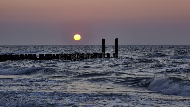 Sunset at the North Sea Beach Stock Image - Image of horizon, ocean ...