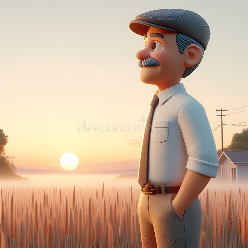 Sunset Observer in Quiet Peace Stock Illustration - Illustration of ...