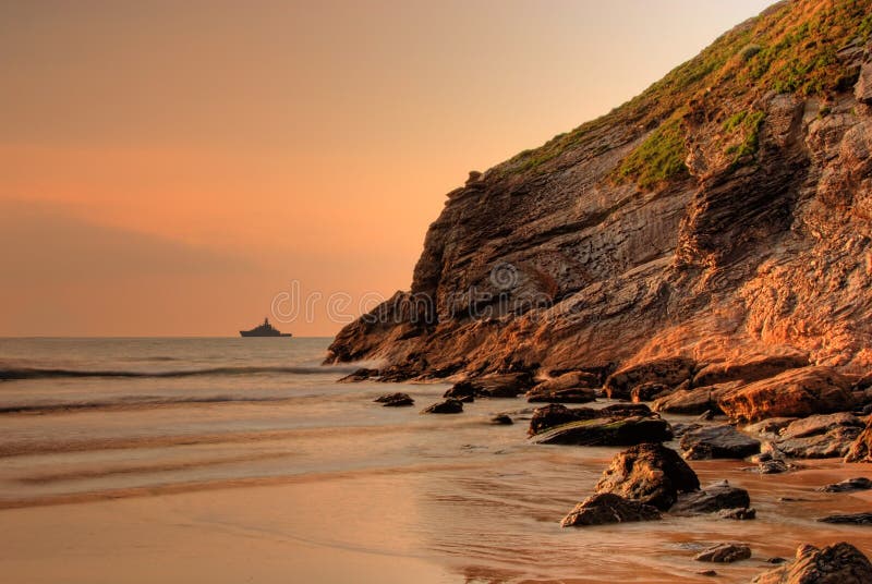 Sunset by the ocean stock image. Image of cornwall, lusty - 2687245