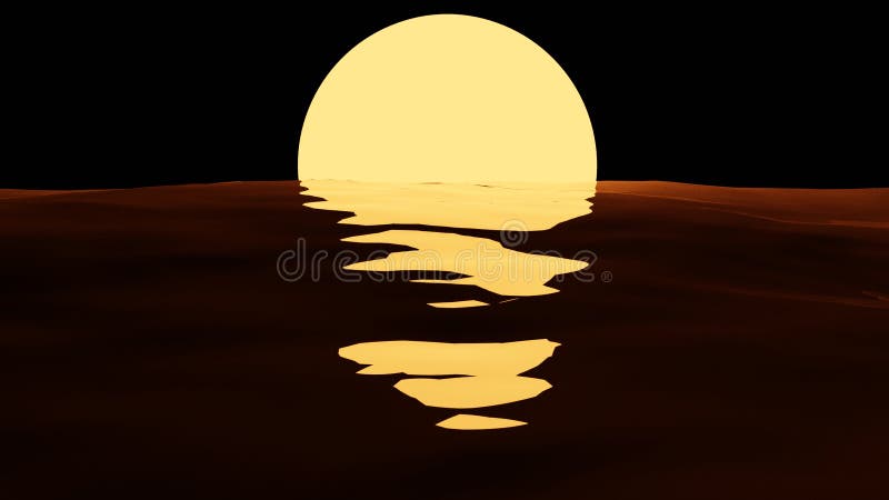 Sunset in the Ocean, Animation in 3D Stock Illustration - Illustration ...