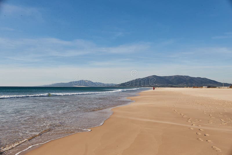 Sunset Ocean Beach of Spain Andalusia. Atlantic Ocean Waves Background ...