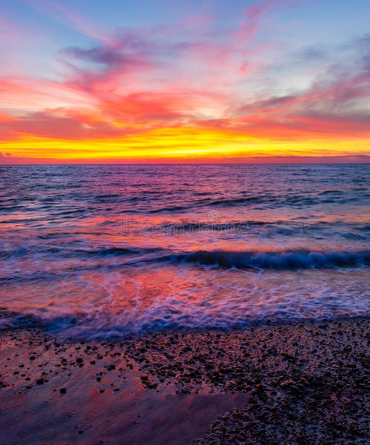 Sunset Ocean Beach Vertical Stock Photo - Image of inspirational ...
