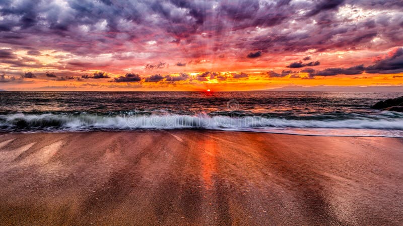 Sunset Ocean Inspirational Nature Sun Rays 16.9 High Resolution Stock ...