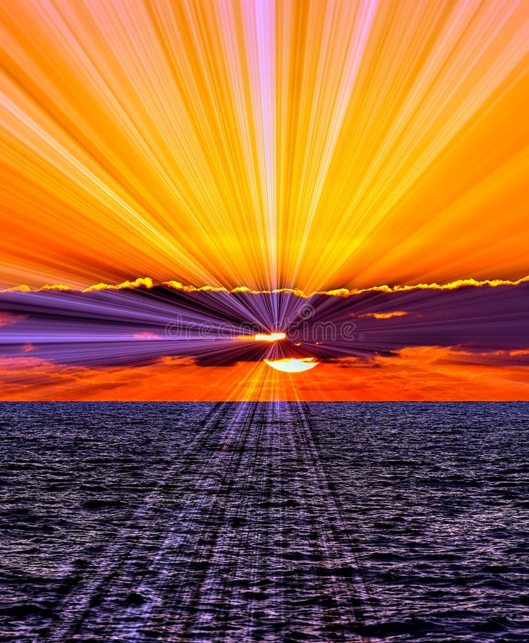 Sunset Ocean Sun Rays Vertical Stock Photo - Image of beach, beautiful ...