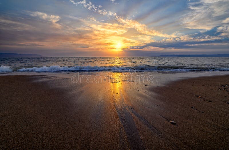 Sunset Ocean Sunshine Beach Landscape Stock Image - Image of sunset ...