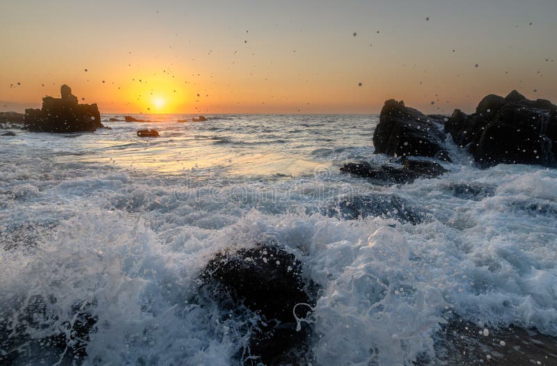 Sunset Ocean Surreal Beach Landscape High Resolution Stock Image ...