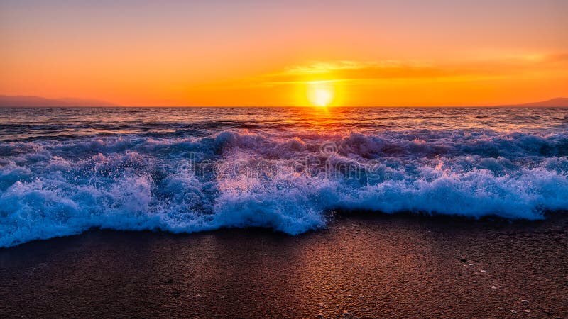 Sunset Ocean Tropical Beach Landscape Wave Banner Stock Image - Image ...