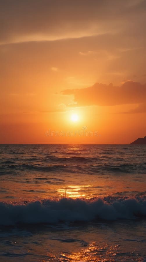 Sunset Ocean View with Golden Hour Reflection and Serene, Peaceful ...