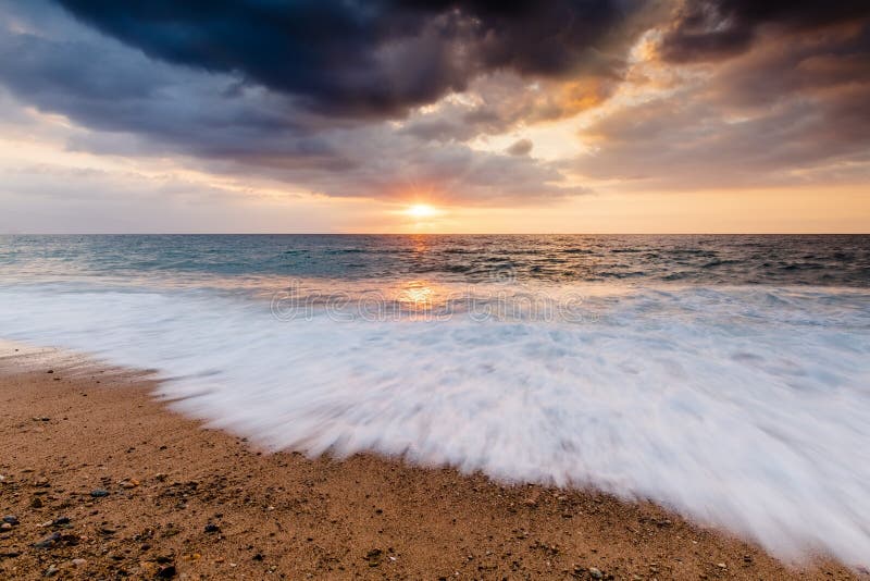 Sunset Ocean Water Sun Rays Stock Photo - Image of water, cloud: 200367288