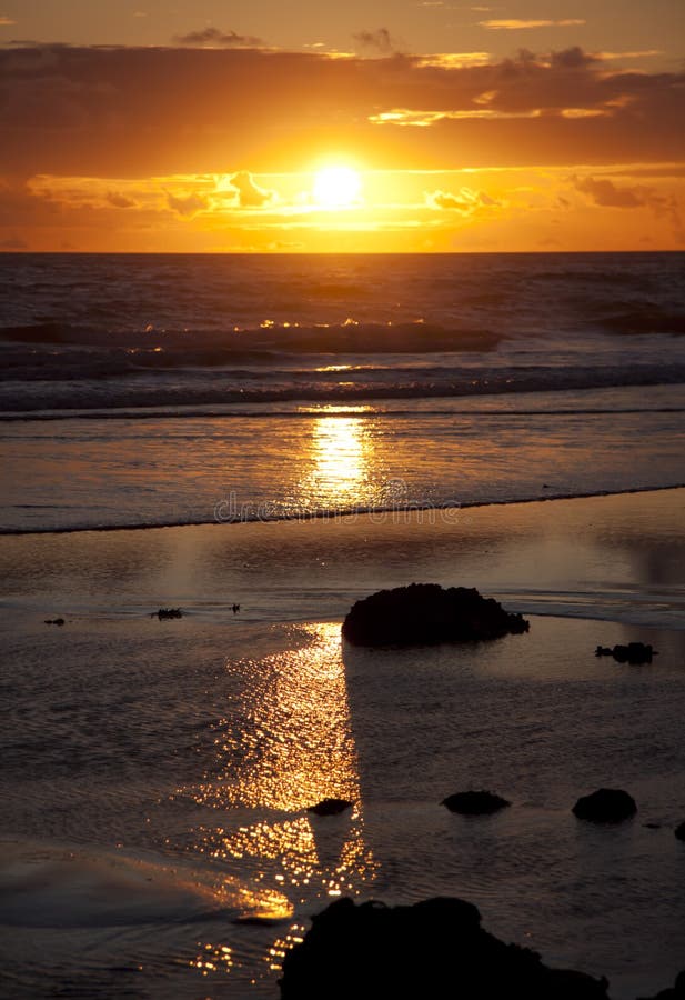 Sunset an oceanfront stock photo. Image of solar, light - 31773754