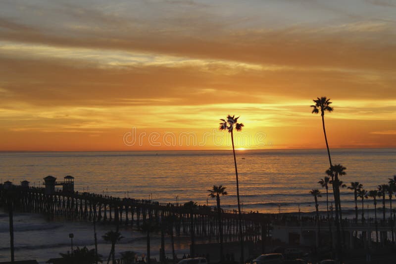 Sunset Oceanside Pier California Stock Image - Image of tropical ...